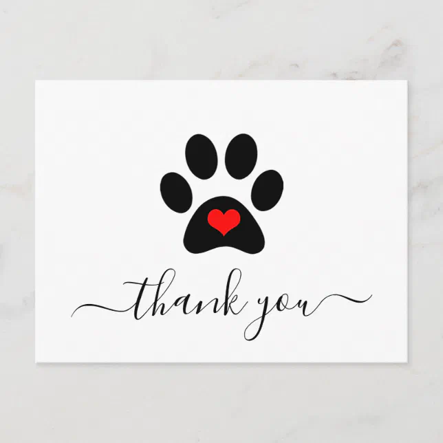 Custom Dog Paw Pet Business Thank You Cards | Zazzle