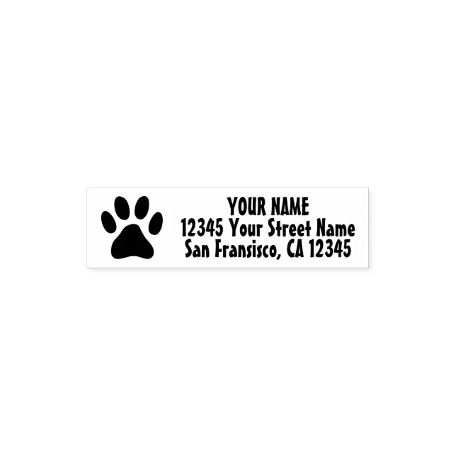 Custom dog paw print self inking address stamp | Zazzle