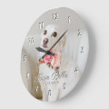 Custom Dog Pet Photo White Numbers Large Clock | Zazzle