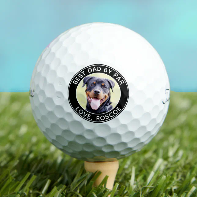 Custom DOG Photo Best DAD By Par Budget Golf Balls | Zazzle
