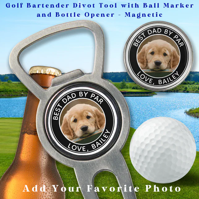 Custom Dog Photo Best Dad By Par Modern Golf Divot Tool | Zazzle
