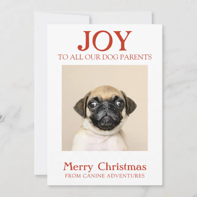 Custom Dog Photo Joy Dog Walker Holiday Card | Zazzle