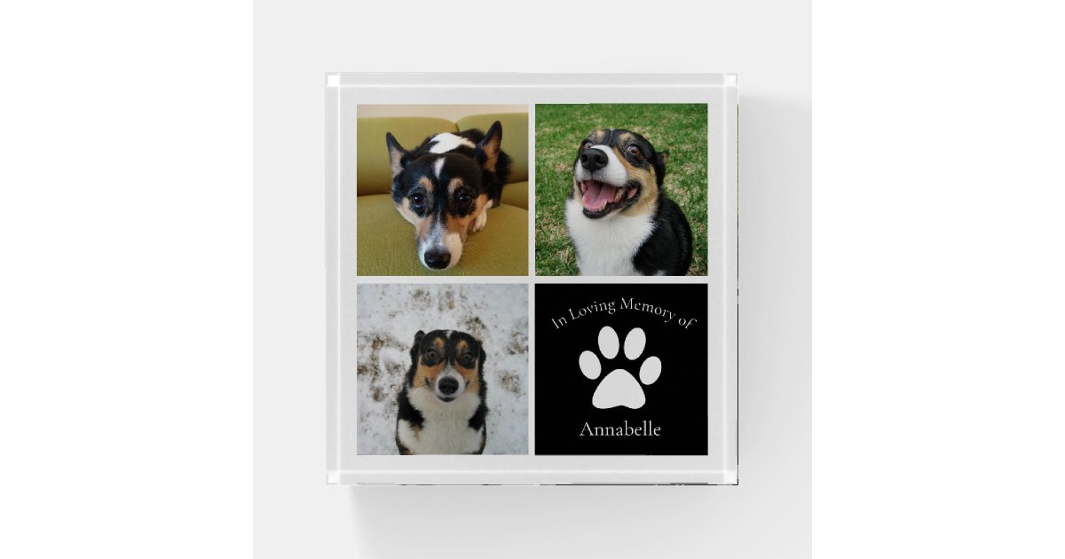 Custom Dog Photo Memorial In Loving Memory Pet Paperweight | Zazzle