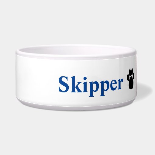 Custom Dog Photo Name Paw Prints Blue Bowl | Zazzle