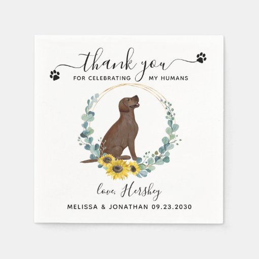 Custom Dog Wedding Thank You Labrador Cocktail Napkins | Zazzle