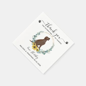 Custom Dog Wedding Thank You Labrador Cocktail Napkins | Zazzle