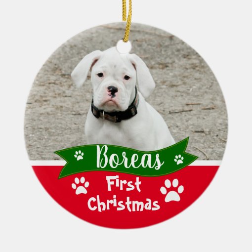 Custom Dogs First Christmas Ceramic Ornament | Zazzle