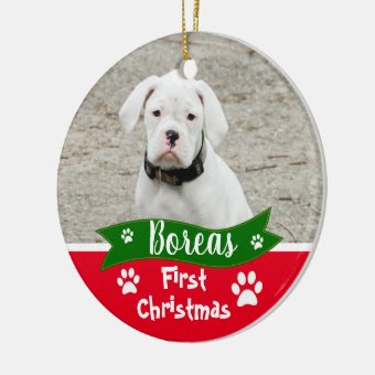 Custom Dogs First Christmas Ceramic Ornament | Zazzle