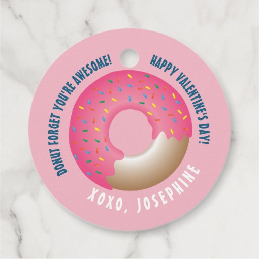 Custom Donut Forget You're Awesome Valentine's day Favor Tags | Zazzle