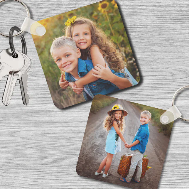 Custom Double Sided Kids Two Photo Keychain | Zazzle