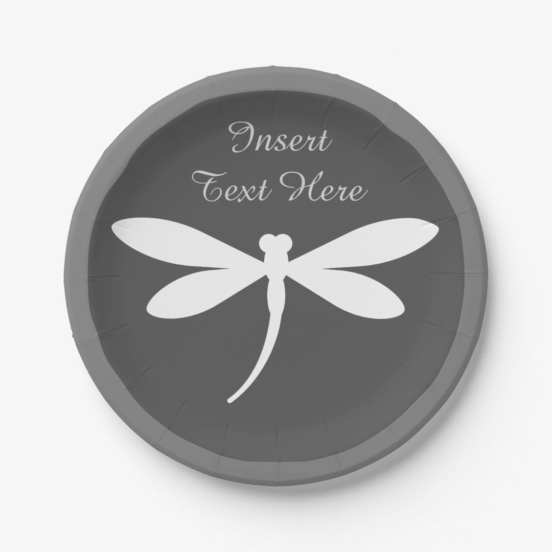 Custom Dragonfly Paper Plates - Monogram or Text | Zazzle