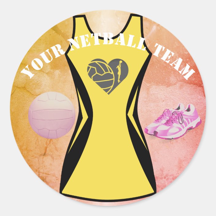 Custom Dress Colour Personalised Netball Team Classic Round Sticker ...