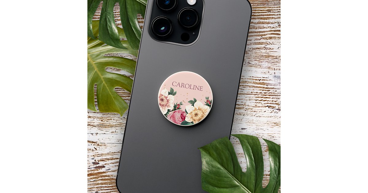 Custom Dusty Rose Blush Pink Summer Floral Bouquet PopSocket | Zazzle