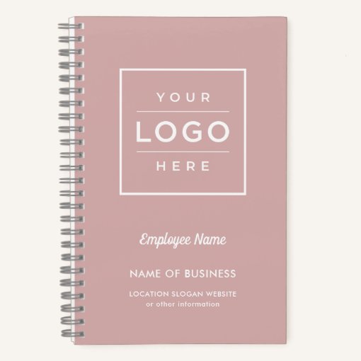 Custom Dusty Rose Business Logo and Employee Name Notebook | Zazzle