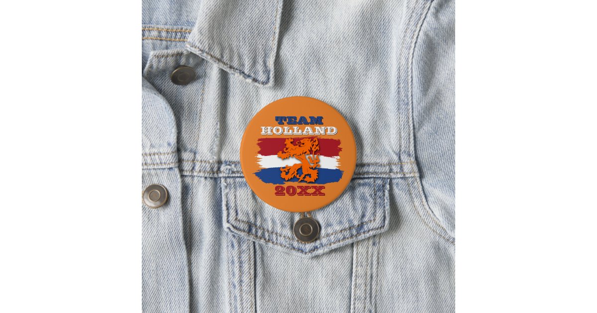 Custom Dutch Flag Orange Lion Team Holland 2026 Button | Zazzle