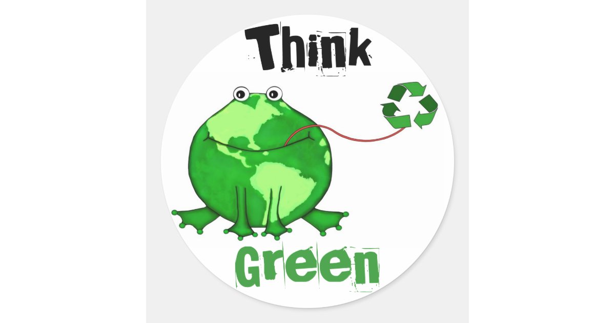 Custom Earth Day / Think Green Frog Stickers | Zazzle