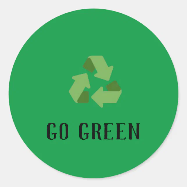 custom Eco-friendly go green logo Classic Round Sticker | Zazzle