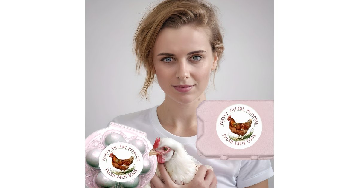 Custom Eggs Red Hen Farm Fresh Egg Carton Label | Zazzle