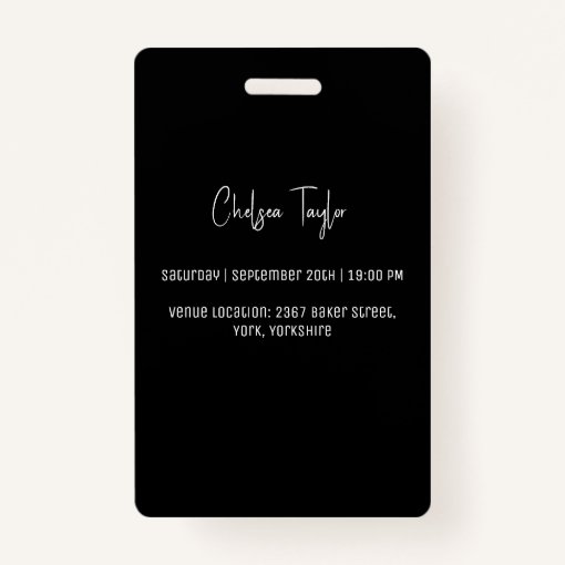 Custom Elegant Birthday Black Sweet 16 VIP Badge | Zazzle