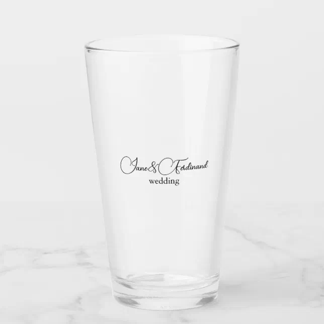 Custom Elegant Calligraphy Text Wedding Glasses | Zazzle