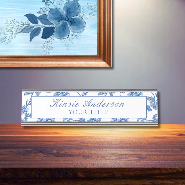 Custom Elegant Chinoiserie Desk Name Plate | Zazzle