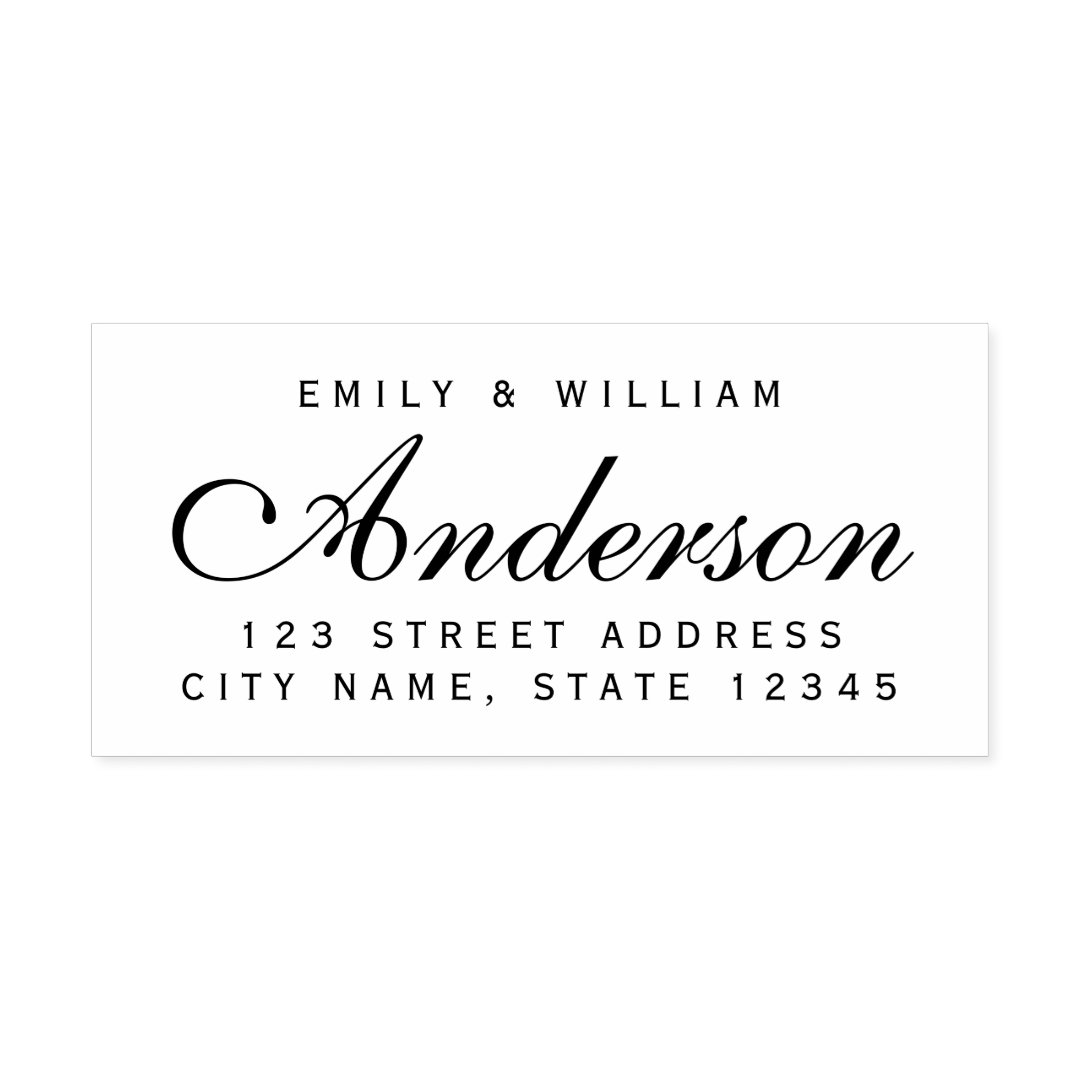 Custom Elegant Couple Family Name Home Address Self-inking Stamp | Zazzle
