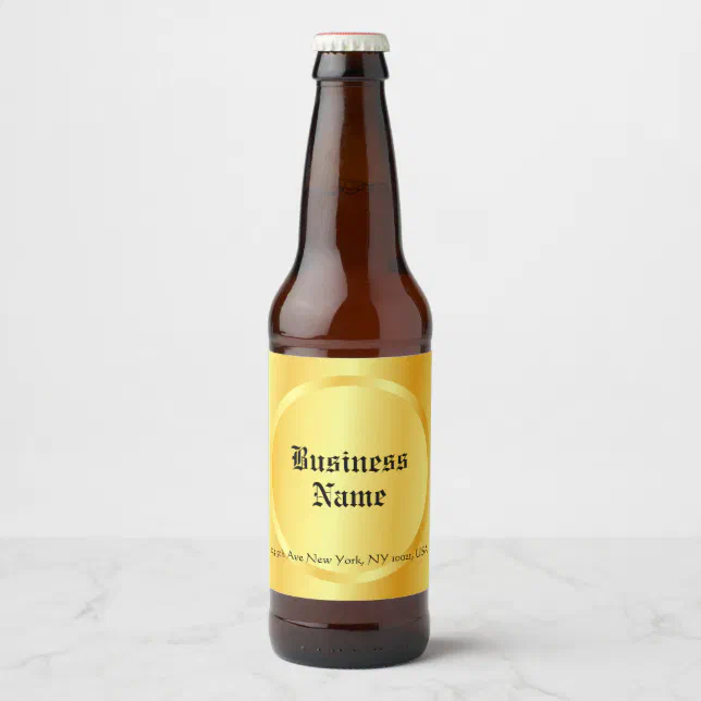 Custom Elegant Faux Gold Calligraphy Script Beer Bottle Label | Zazzle