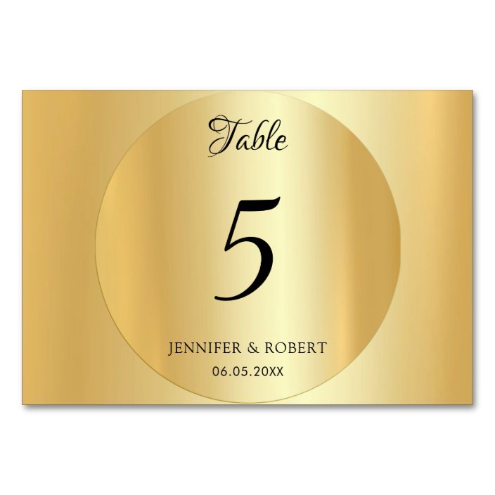 Custom Elegant Faux Gold Template Handwritten Table Number | Zazzle.com