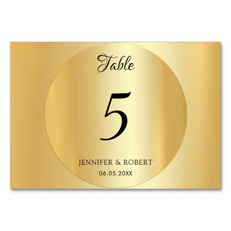Custom Elegant Faux Gold Template Handwritten Table Number | Zazzle