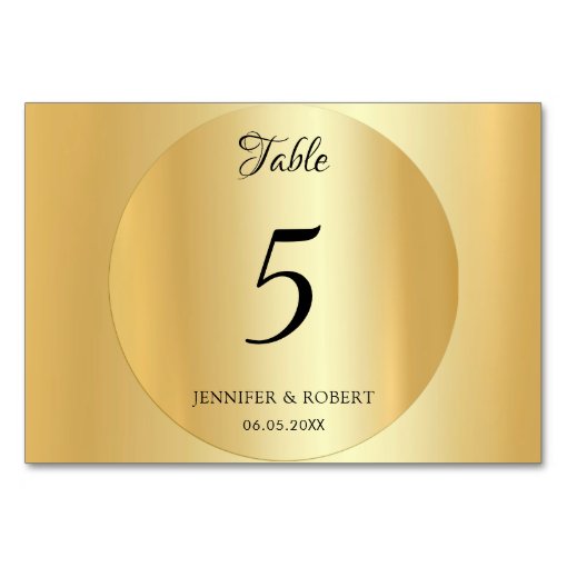 Custom Elegant Faux Gold Template Handwritten Table Number | Zazzle