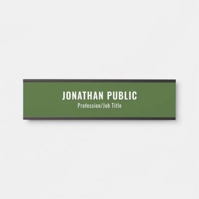 Custom Elegant Forest Green Template Modern Door Sign | Zazzle