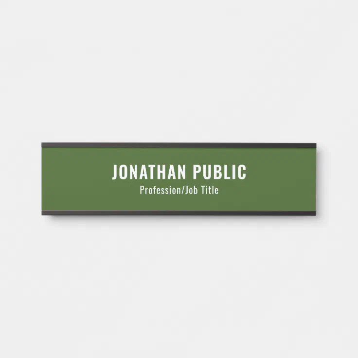 Custom Elegant Forest Green Template Modern Door Sign | Zazzle