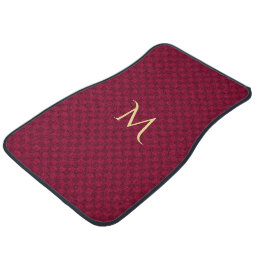 Custom Elegant Gold Monogrammed Maroon Checkered Car Mat | Zazzle