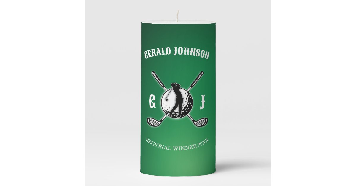 Custom Elegant Golf Monogram Design Pillar Candle | Zazzle