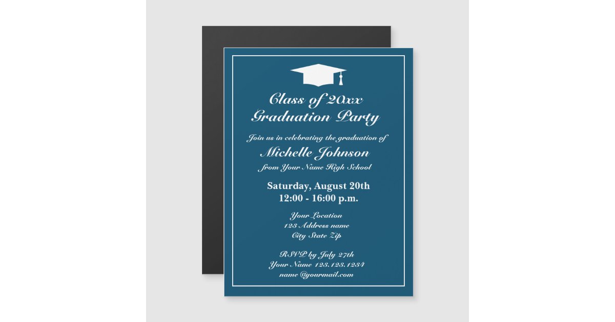 Custom elegant graduation party magnetic invitation | Zazzle
