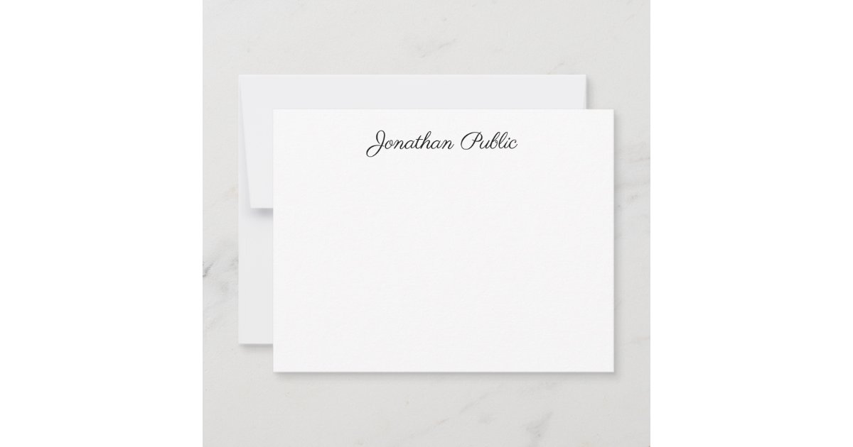 Custom Elegant Hand Script Text Modern Design Flat Note Card | Zazzle