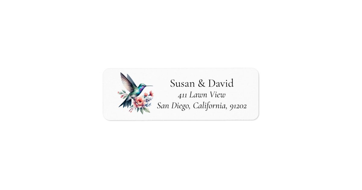 Custom Elegant Hummingbird Floral Label | Zazzle