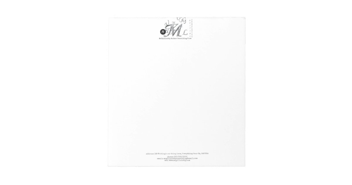 Custom Elegant Lettering Business Name&Info Notepad | Zazzle