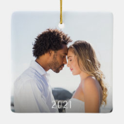 Custom Elegant Love 2 Sided Script Christmas Ceramic Ornament | Zazzle