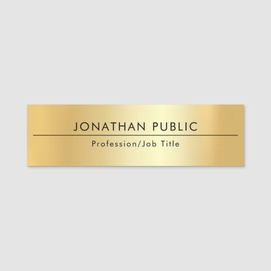 Custom Elegant Modern Gold Employee Staff Template Name Tag | Zazzle.com