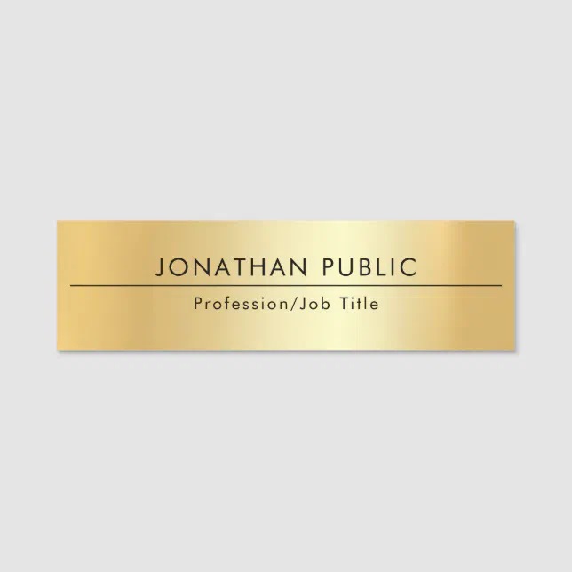 Custom Elegant Modern Gold Employee Staff Template Name Tag | Zazzle