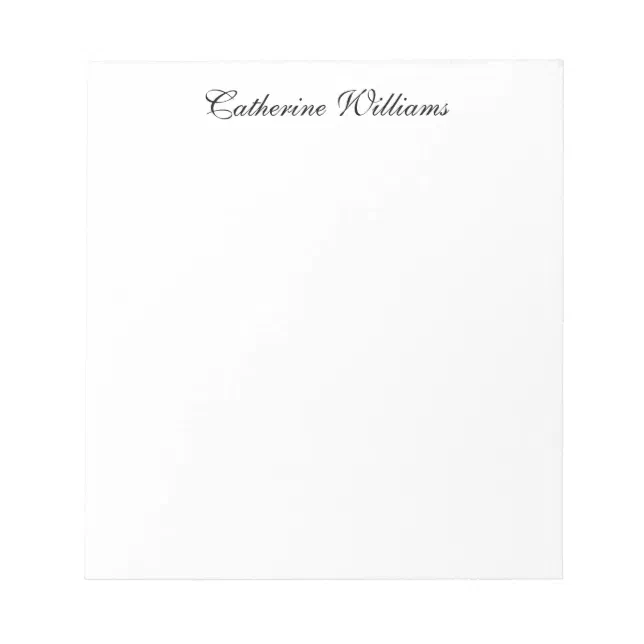 Custom Elegant Modern Simple Black Script Name Notepad | Zazzle
