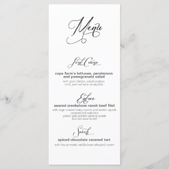 Custom Elegant MYO 3-Course Menu Modern Template | Zazzle