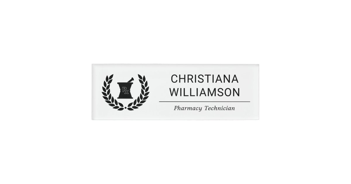 Custom Elegant Pharmacist Pharmacy Staff Employee Name Tag | Zazzle