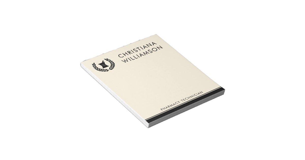 Custom Elegant Pharmacist Pharmacy Tech Staff Notepad | Zazzle