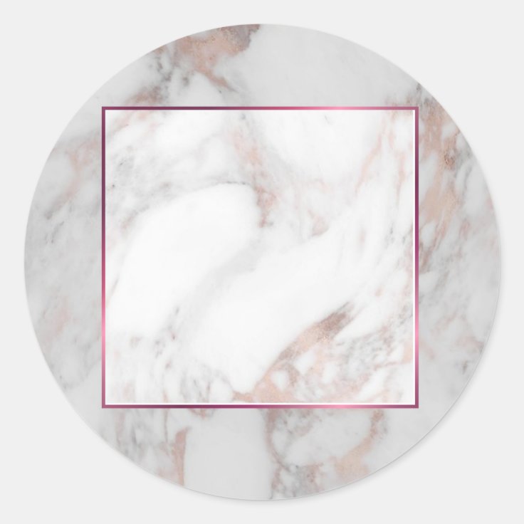 Custom Elegant Rose Gold Marble Blank Template Classic Round Sticker ...