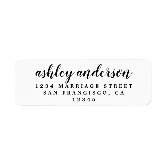 Custom Elegant Script Black White Return Address Label | Zazzle
