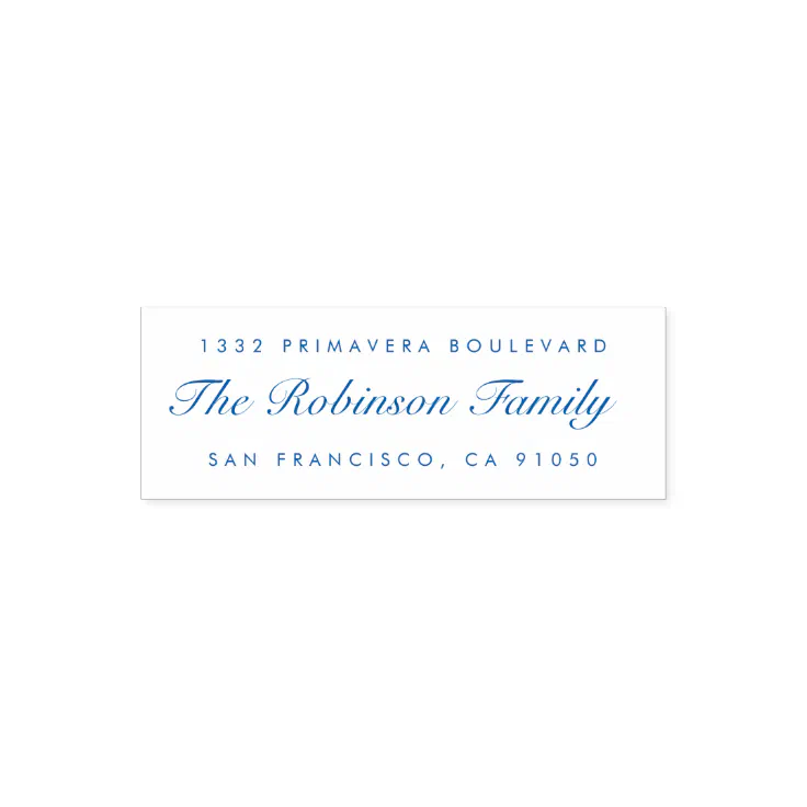 Custom Elegant Script Family Name Return Address Self-inking Stamp | Zazzle