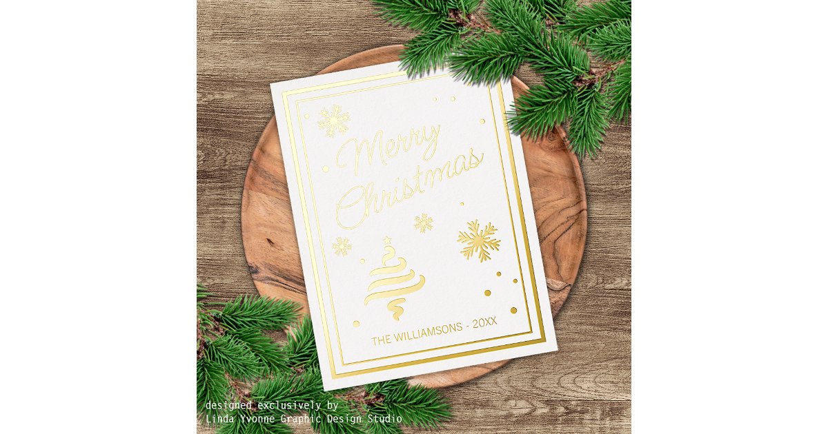 Custom Elegant Seasons Greetings Design Foil Holiday Postcard | Zazzle
