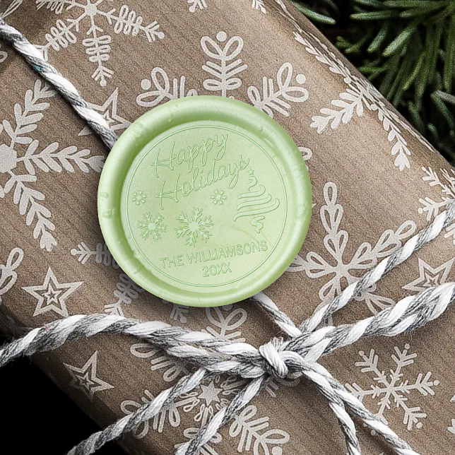 Custom Elegant Seasons Greetings Design Wax Seal Stamp | Zazzle